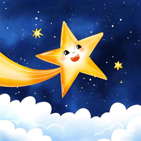 Premium Vector Watercolor Shooting Star Illustration