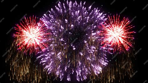 Resumen 3d Animación Realista De Fuegos Artificiales De Colores Foto