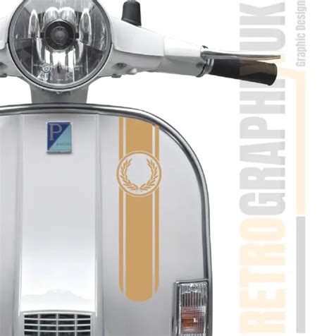 Vespa Px Lml Laurel Stripes Gold Sticker Leg Shield Decal Skinhead Mod