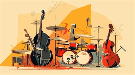 Dynamic Jazz Music Band Poster With Various Instruments Premium Ai