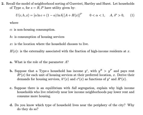 Solved Recall The Model Of Neighborhood Sorting Of