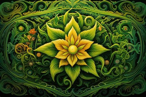 Premium Vector Green Elf Themed Fractal Flower Digital Artwork For