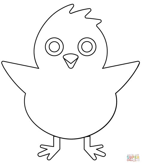 Dibujo De Emoji De Pollito Mirando Hacia El Frente Para Colorear