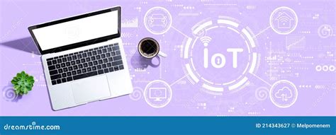 IoT Theme With A Laptop Computer Stock Image Image Of Connection Flat