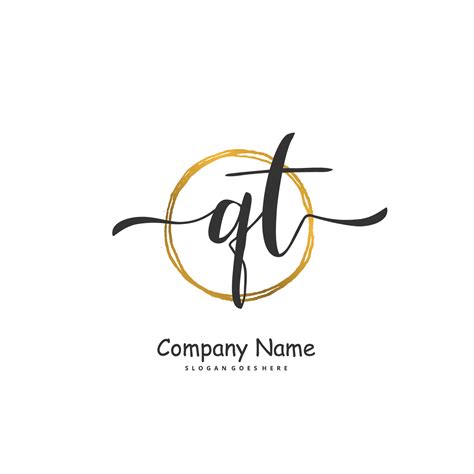 QT Initial Handwriting And Signature Logo Design With Circle Beautiful