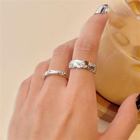 [ 당일출고 Set💍 ] 큐빅 세팅 볼드 얇은 웨이브 레이어드 오픈 링 반지 모음 세트 에이블리