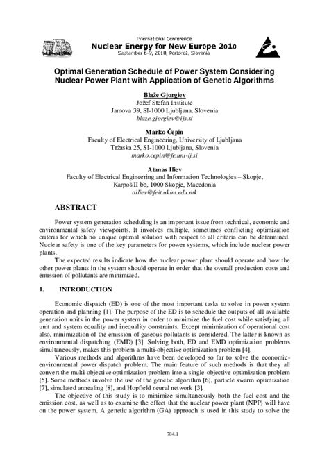 Pdf Optimal Generation Schedule Of Power System Considering Nuclear Power Plant With