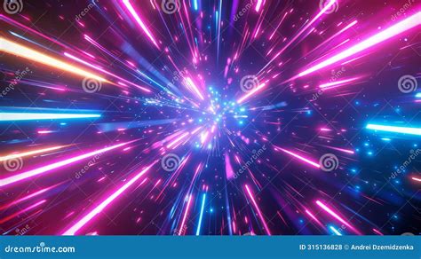 Warp Speed Light Effect Background Galaxy Hyper Space Modern Velocity Tunnel Motion Futuristic