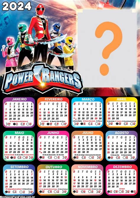 Calendário 2024 Power Rangers Montagem De Foto Gratuita Colagem De Foto