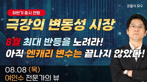 극강의 변동성 시장 8월 최대 반등을 노려라 아직 엔캐리 변수는 끝나지 않았다 하반기 코스피 코스닥 여인수 반도체