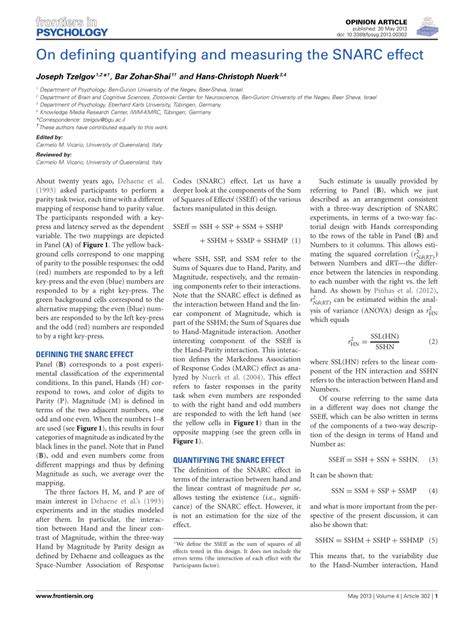 Pdf On Defining Quantifying And Measuring The Snarc Effect