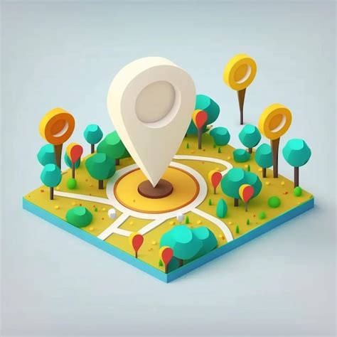 Premium Ai Image 3d Map Location With Point Marker Isometric