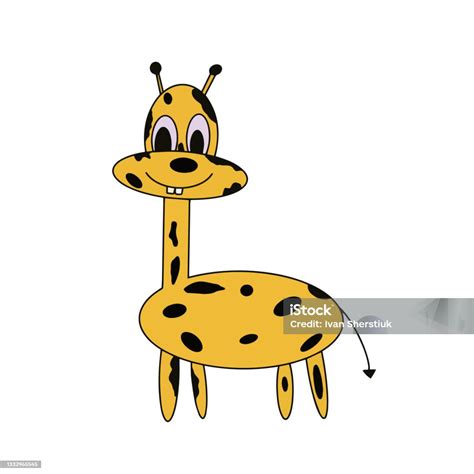 평평한 스타일의 재미있는 기린 노란색 기린 아이콘입니다 엽서 스티커 및 어린이 책에 적합합니다 벡터 2차 도형에 대한 스톡 벡터 아트 및 기타 이미지 Istock