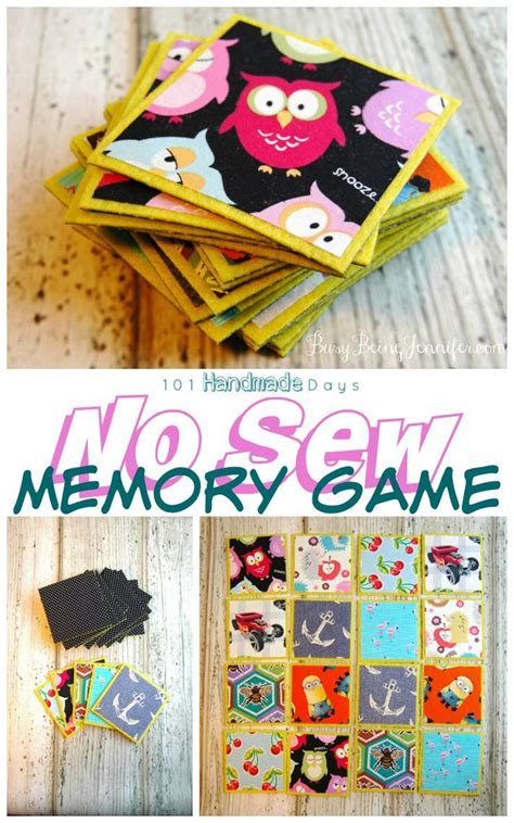 101 Handmade Days Diy No Sew Fabric Memory Game Busy Being Jennifer Sewing Projects For