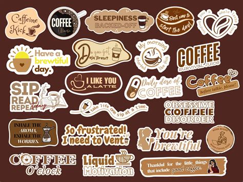 Kaffee Zitate Aufkleber Kaffee druckbare Aufkleber für Ihr Café