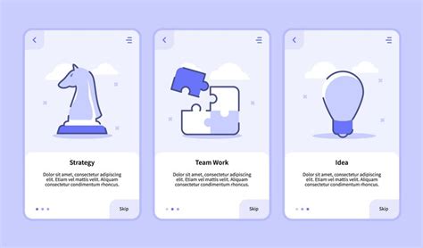 Premium Vector Strategy Team Work Idea Onboarding Screen For Mobile Apps Template Banner Page
