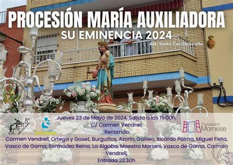 Horario E Itinerario Procesión De María Auxiliadora De Su Eminencia
