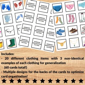 Clothing Stimuli Cards Expressive Receptive ABA BCBA Para SPED