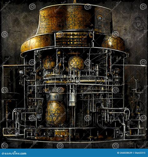 A Steampunk Style Nuclear Reactor Futuristic Concept Design Stock Illustration Illustration