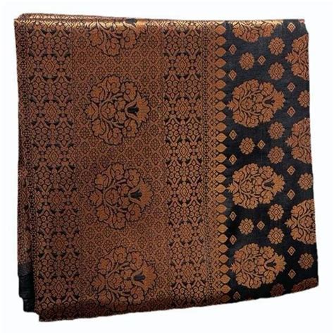 Brown Base Black Embroidered Assam Silk Mekhela Chadar Saree At Rs