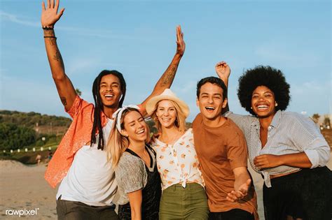 Download Premium Image Of Group Of Diverse Friends Hanging Out At The