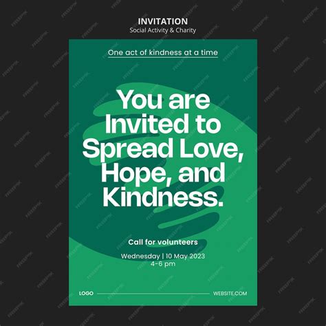 손으로 그린 자선 행사 초대장 템플릿 무료 Psd 파일