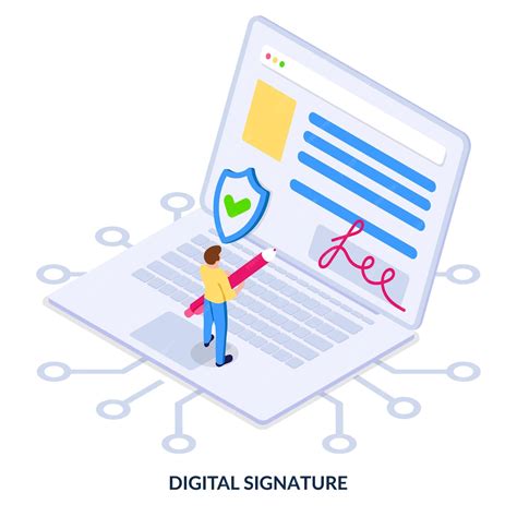 Premium Vector Digital Signature Concept Isometric Illustration On