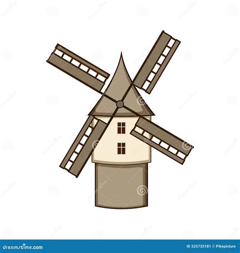 Hand Mill Farm Cartoon Vector Illustration Stock Illustration