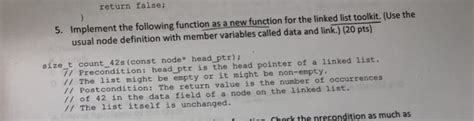 Solved Return False Implement The Following Function As Chegg Com