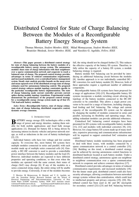 pdf distributed control for state of charge balancing between the