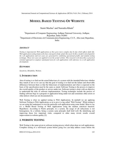 Pdf Model Based Testing Of Website
