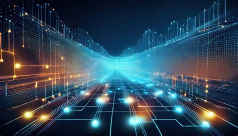 Vibrant Digital Landscape Showcasing Illuminated Circuits And Data Flow