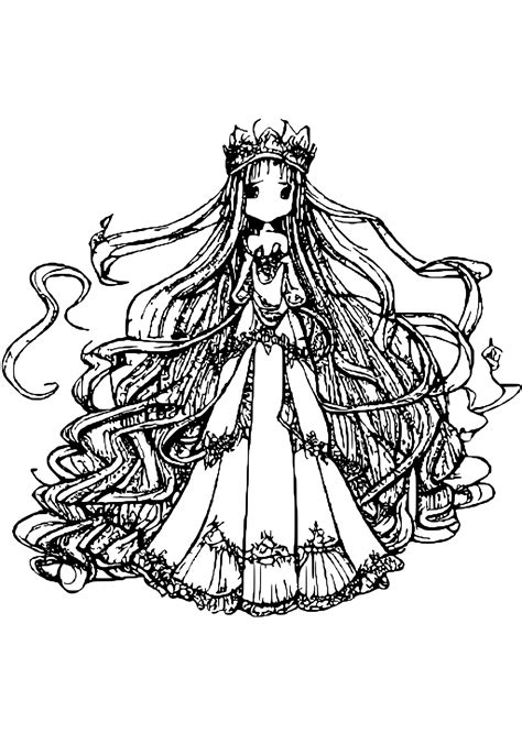 Beautiful Anime Princess With Long Wavy Hair Coloring Page · Creative