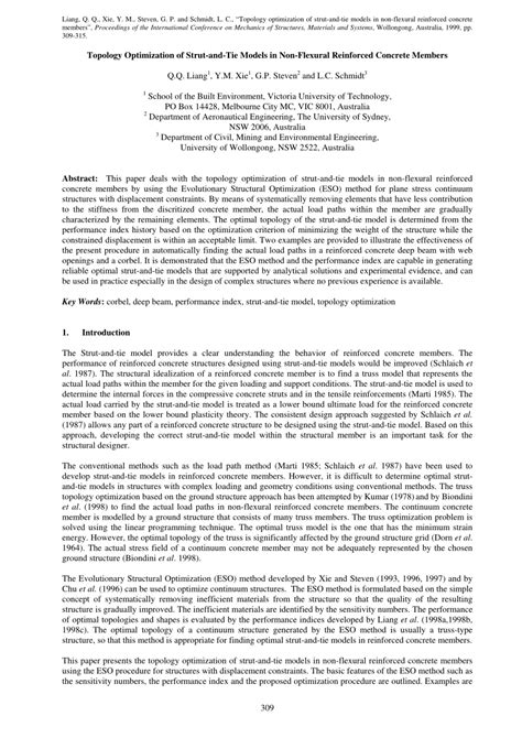 Pdf Topology Optimization Of Strut And Tie Models In Non Flexural Reinforced Concrete Members