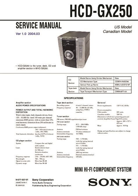 Sony Mini Hifi Component System Mhc Gx250 User Manual Generoussin