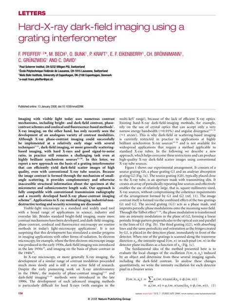 Pdf Hard X Ray Dark Field Imaging Using A Grating Interferometer