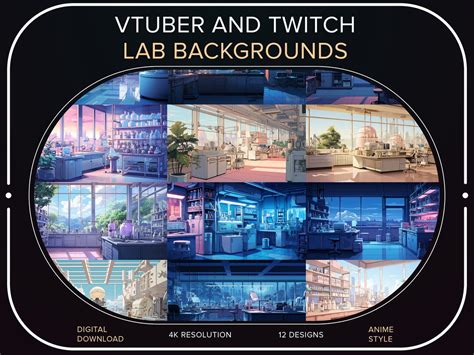 Lab Vtuber Background Bundle Virtual Background Streaming Etsy