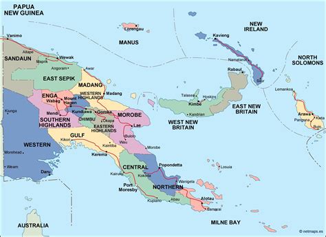 Papua New Guinea Political Map Eps Illustrator Map