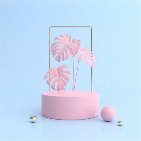 Maqueta del podio de geometría sobre fondo de color pastel Foto Premium