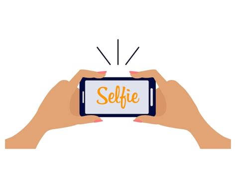 Premium Vector Hands Hold A Smartphone And Take A Selfie Print