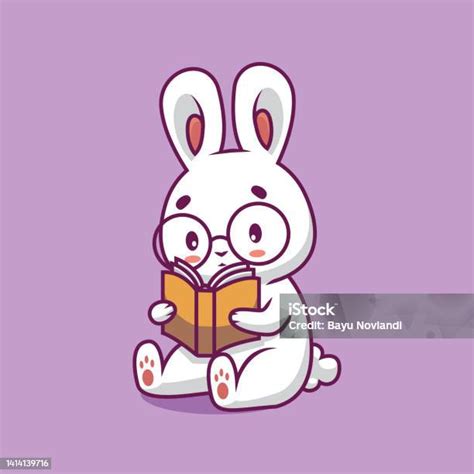 귀여운 토끼 독서 책 만화 일러스트 레이 션 0명에 대한 스톡 벡터 아트 및 기타 이미지 0명 공부 교육 Istock