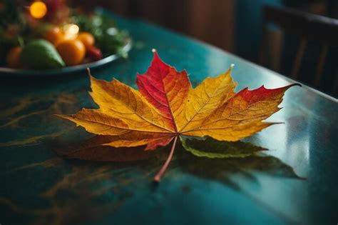 Premium Ai Image Leaf On The Table