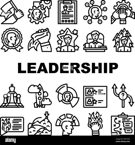 Leadership Leader Business Skill Icons Set Vector Stock Vector Image