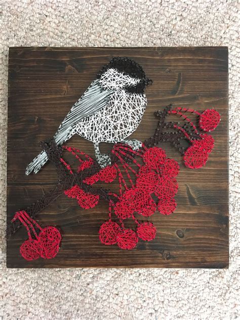 Bird String Art Chickadee On Cherry Branch String Art Diy String Art Printable String Art