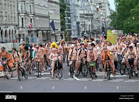 World Naked Bike Ride Through Central London Protesting Oil Dependency