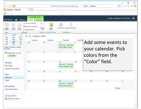 how to create a color coded calendar in share point 2010 ppt