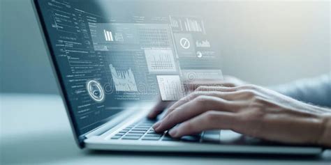 Business Person Uses Laptop With Advanced Security System Interface Data Visualization
