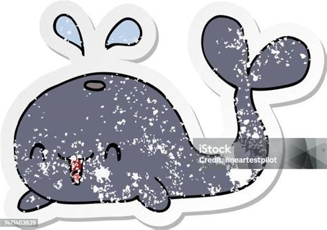 만화 행복한 고래의 고민 스티커 고래에 대한 스톡 벡터 아트 및 기타 이미지 고래 귀여운 낙서 드로잉 Istock