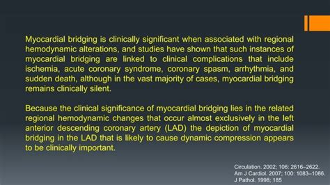 Cardiac Ct Angiography To Detect Myocardial Bridging Ppt