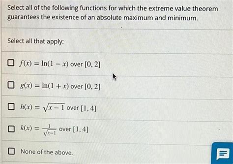 Answered Select All Of The Following Functions For Which The Extreme